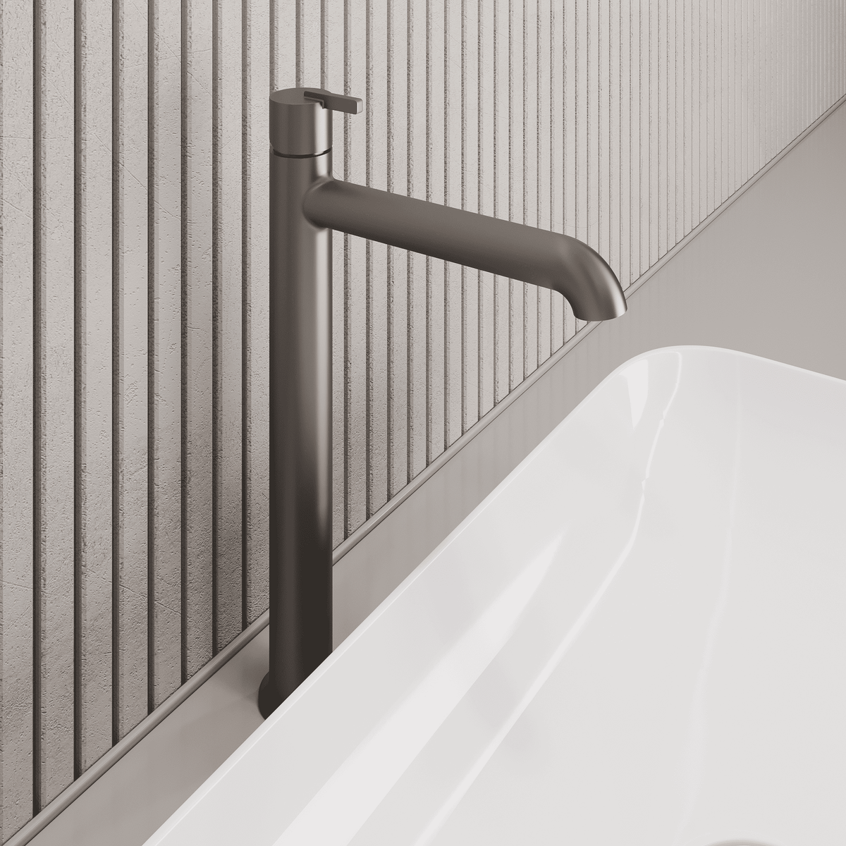 Lia Top Mount Tall Basin Mixer - Titanium – Hansel Stone