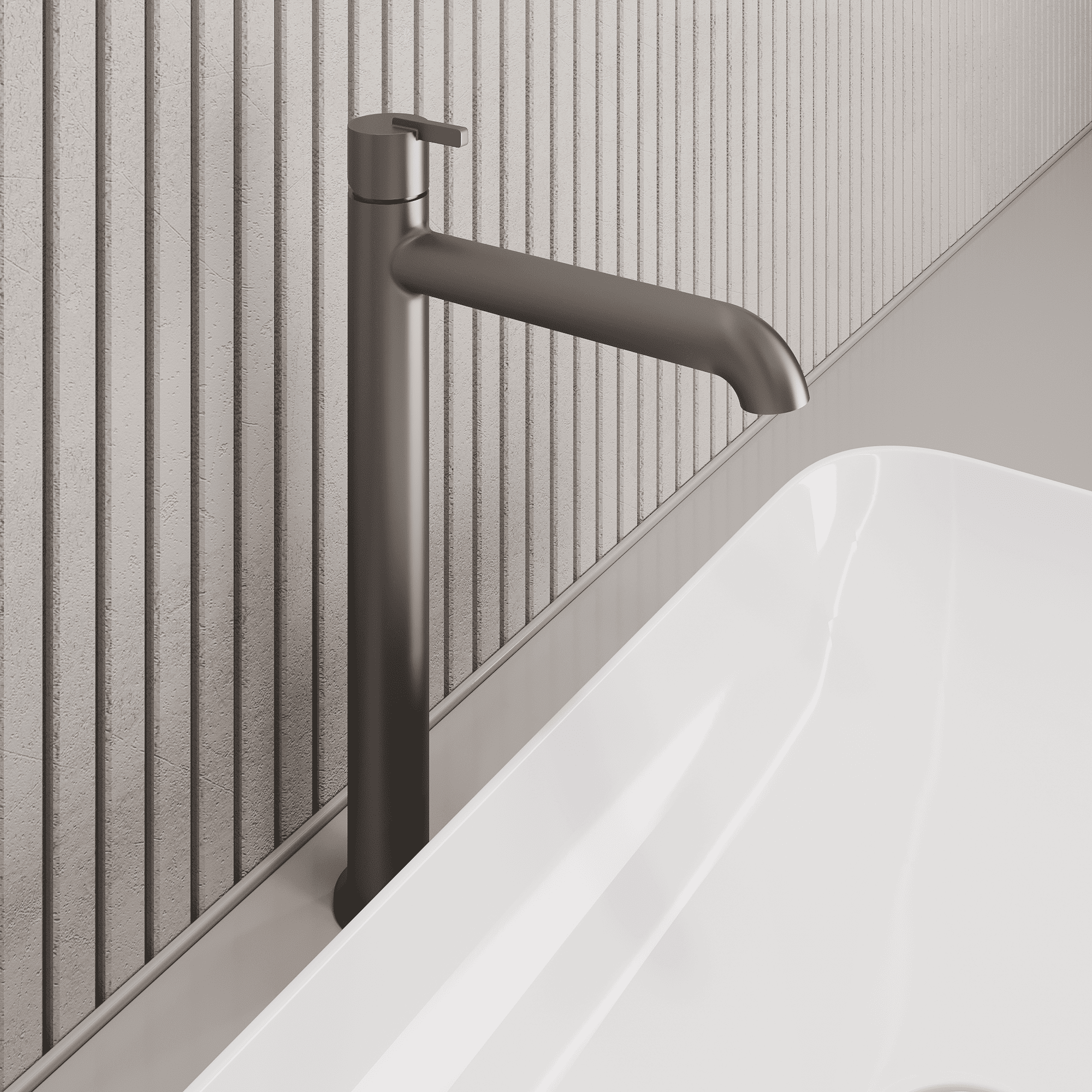 Lia Top Mount Tall Basin Mixer - Titanium – Hansel Stone