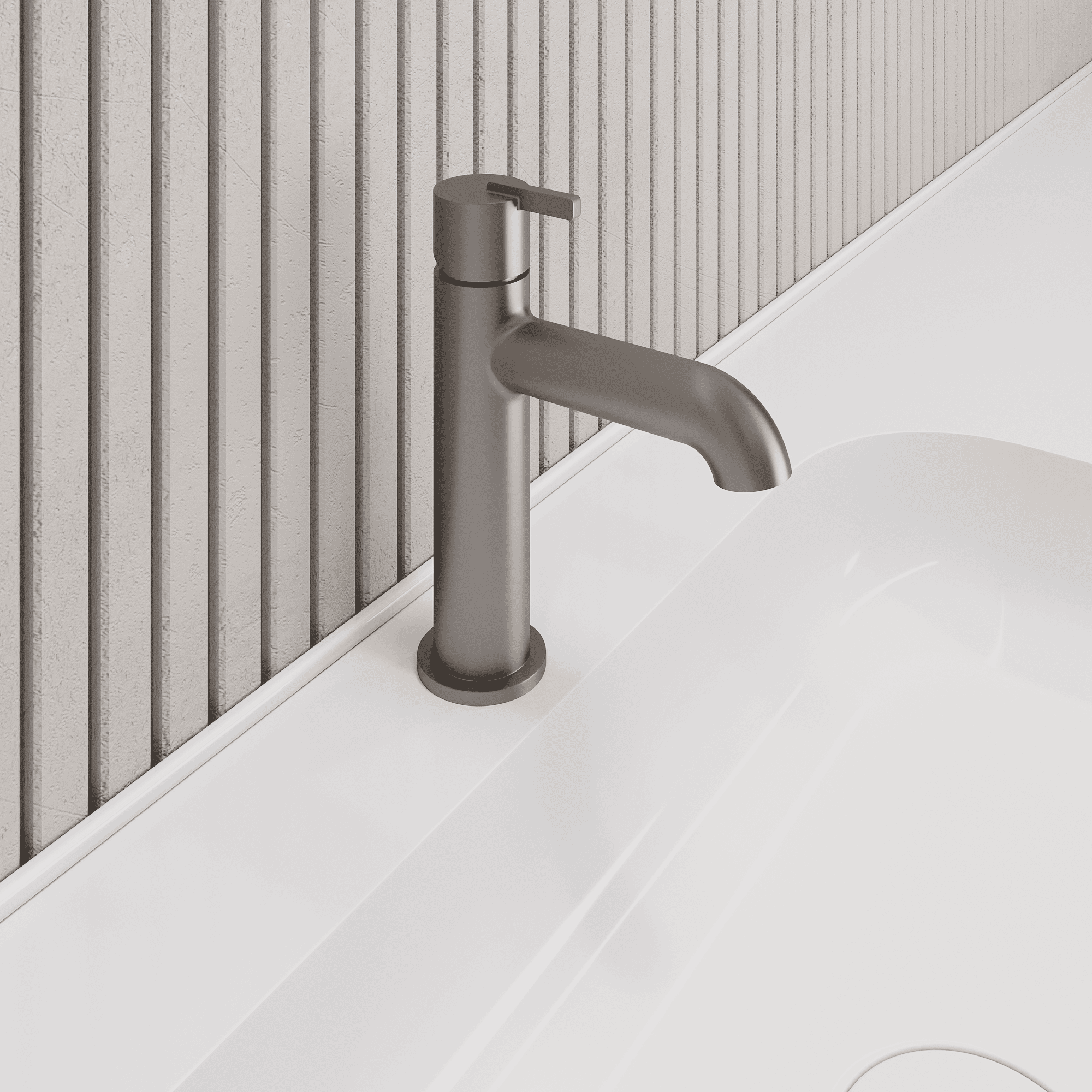 Lia Top Mount Basin Mixer - Titanium – Hansel Stone