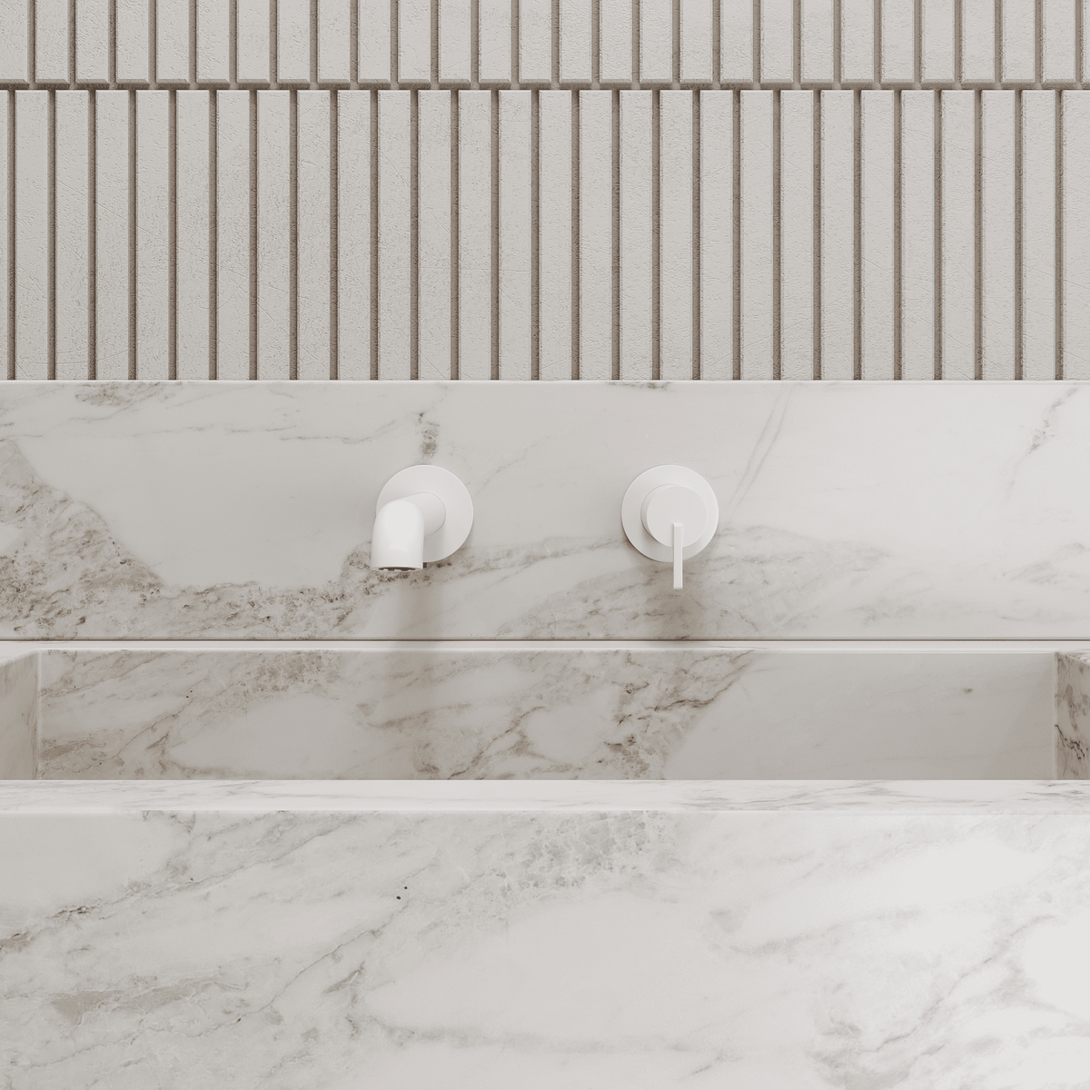Lia Wall Mounted Basin Mixer - White – Hansel Stone