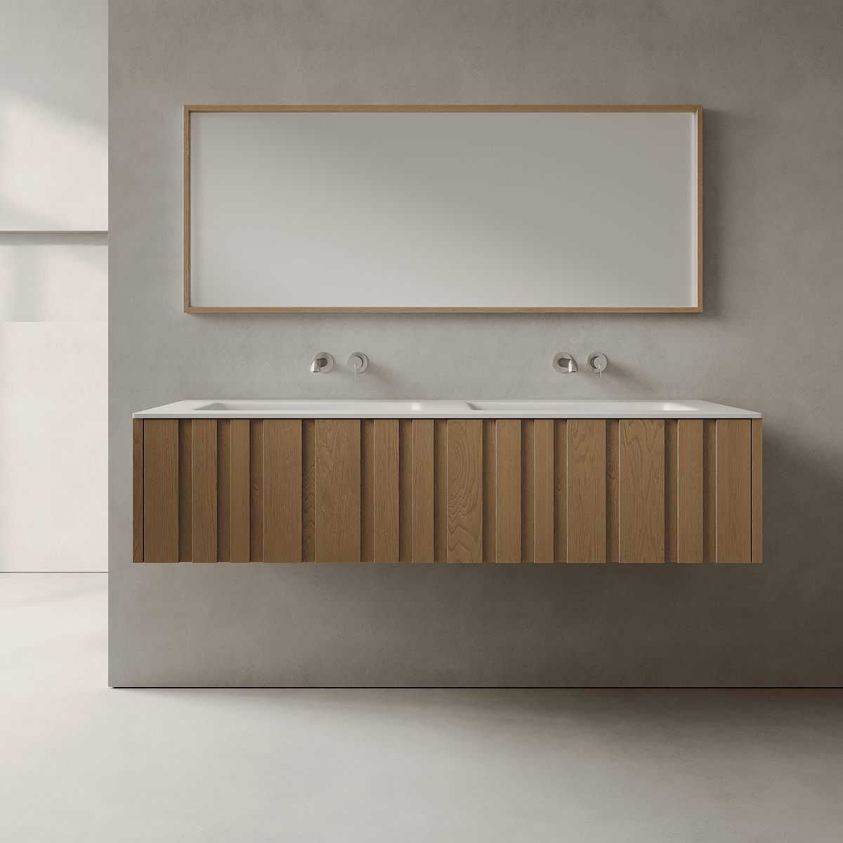 Lucen Real Oak 1500mm Double Vanity Unit | Hansel Stone