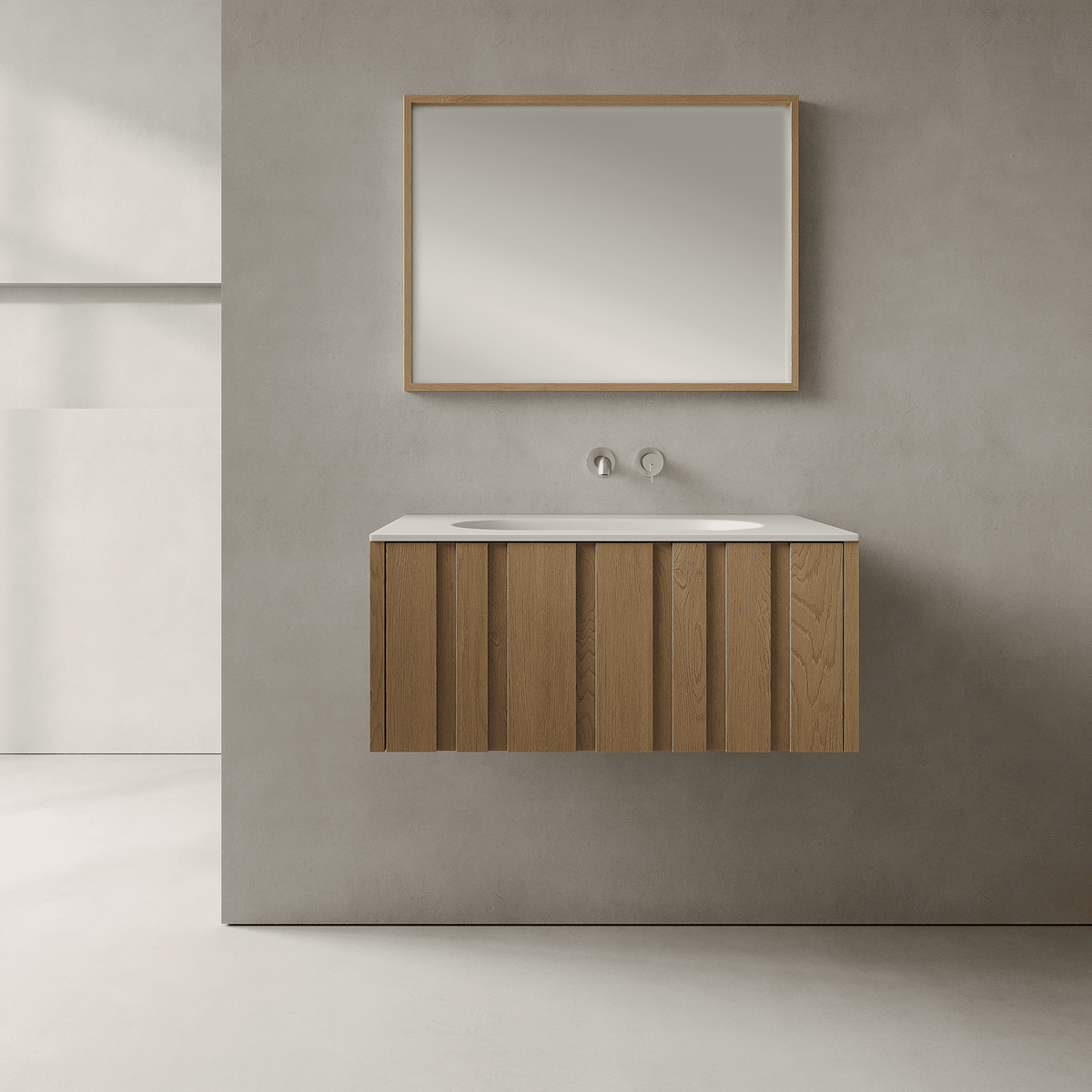 Lucen Real Oak 800mm Single Basin Vanity Unit | Hansel Stone