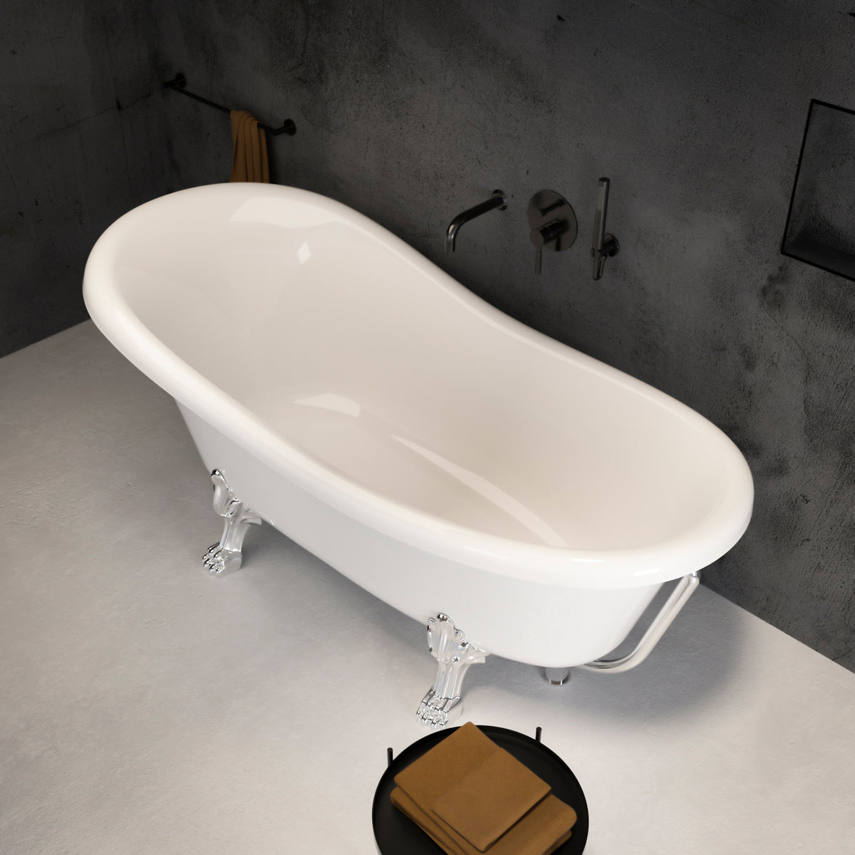 Kensington Polished Roll-top Stone Bath 1670 | Hansel Stone