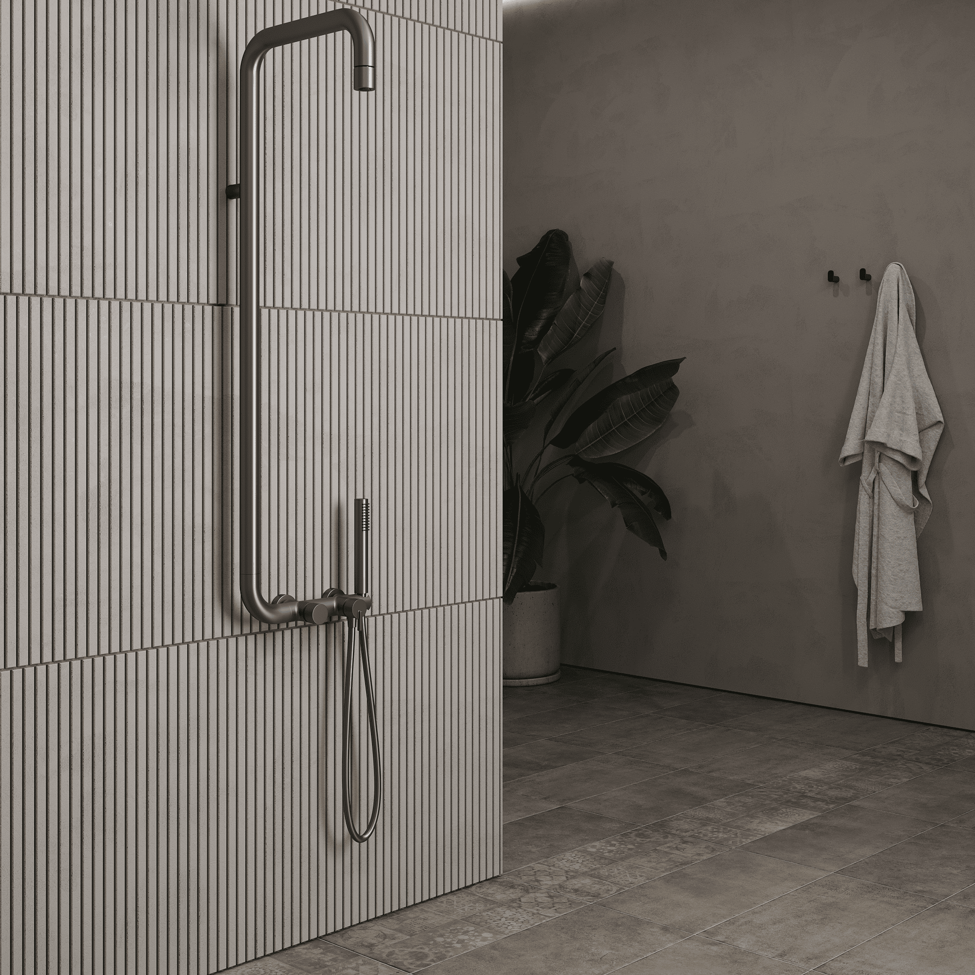 Lia Elegante Shower Column with Shower Mixer - Titanium – Hansel Stone